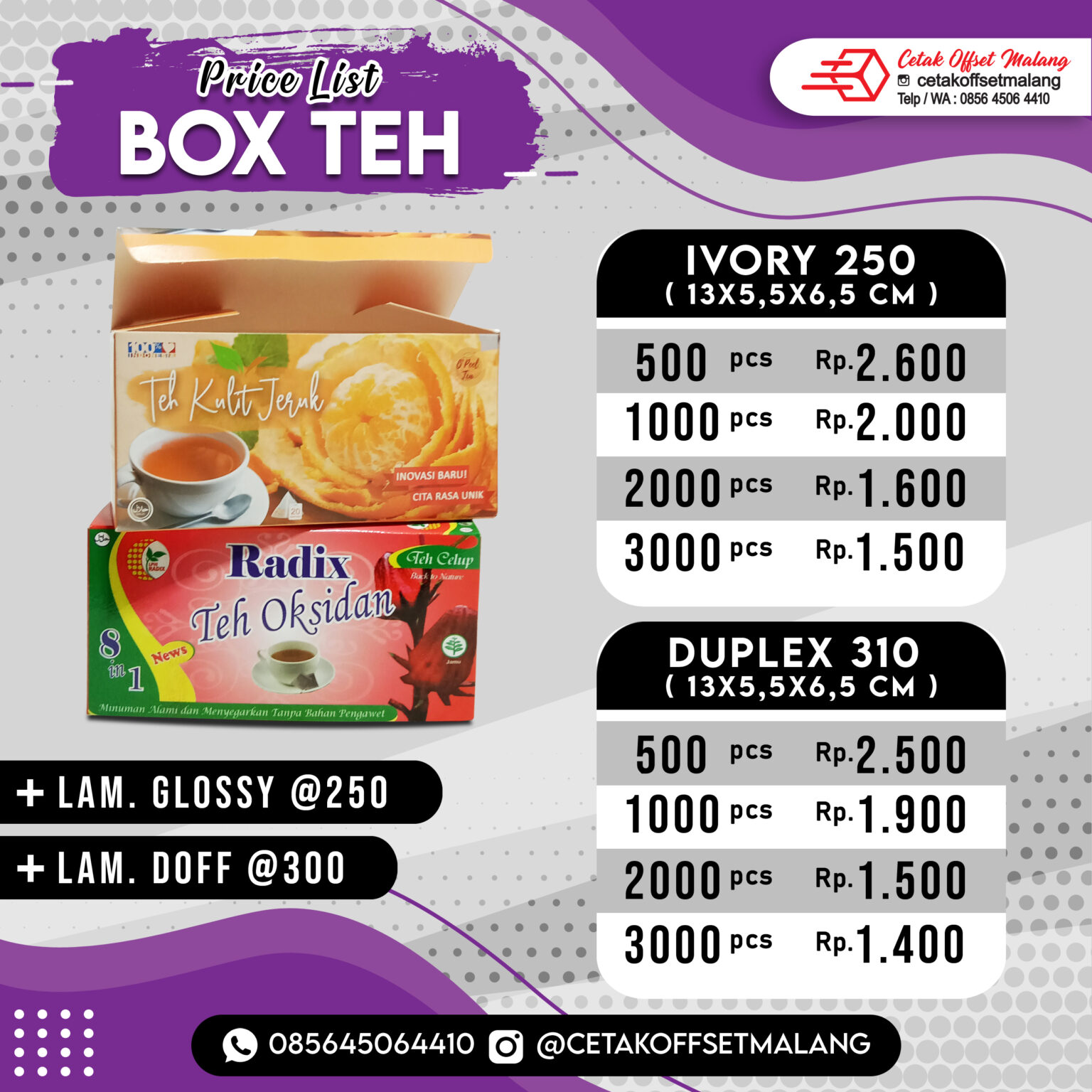 Price List - Cetak Offset Kemasan